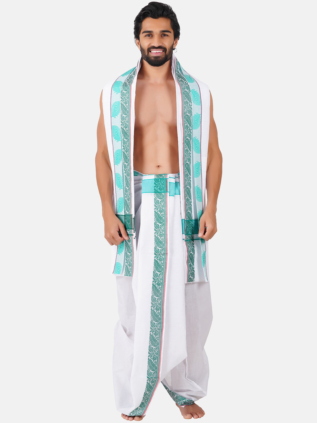 Buy Ramraj Cotton Panchakacham Dhoti With Angavastram Set - Dhotis for ...