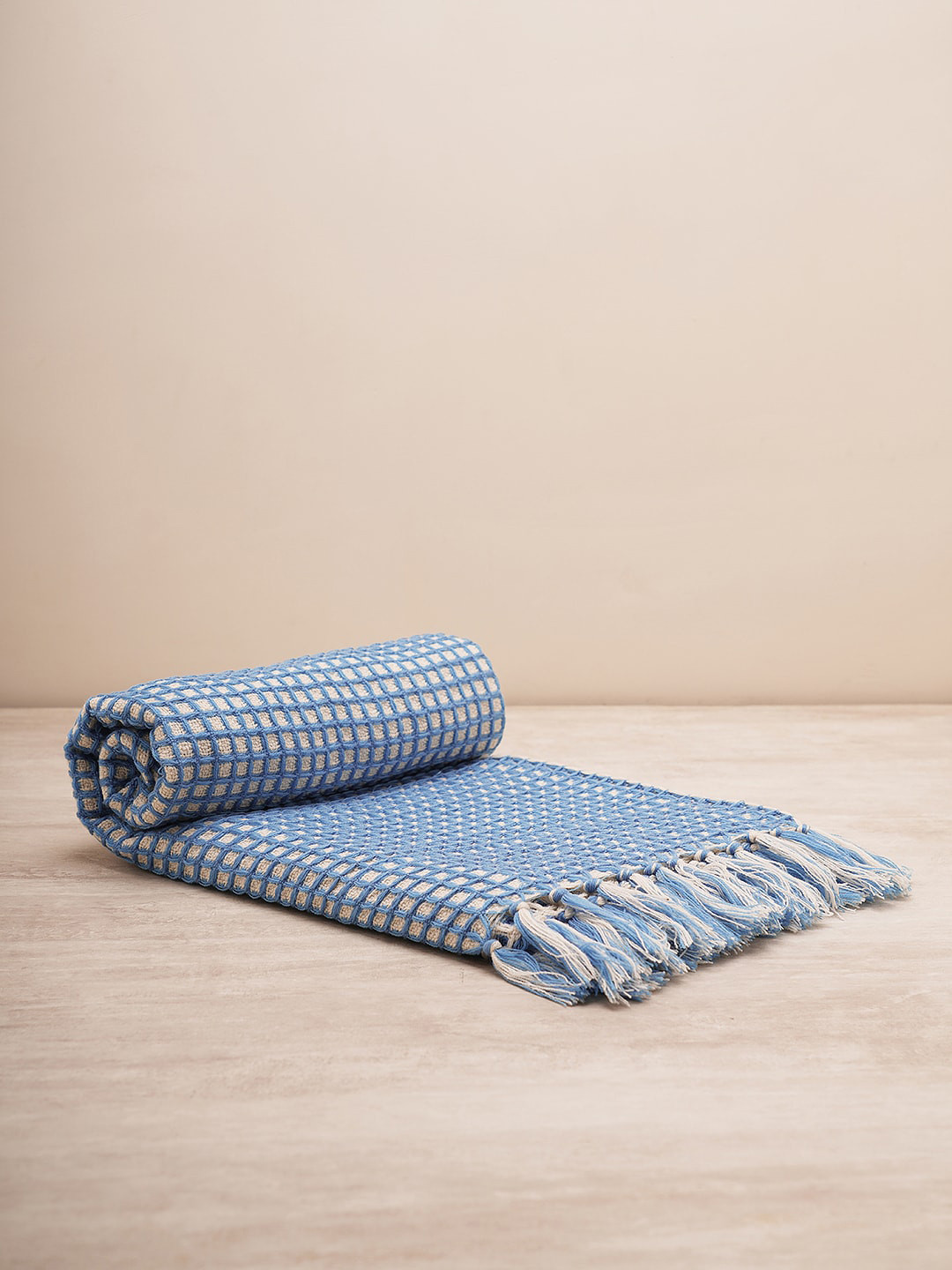 Buy Pure Home And Living Blue Waffle Weave Design Acrylic Throws ...