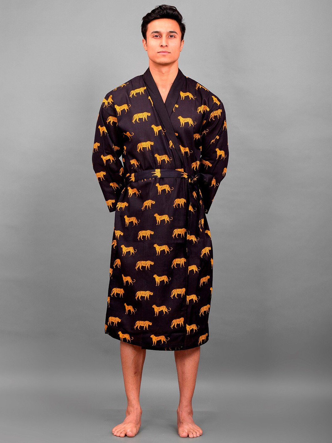 Buy HANDICRAFT PALACE Men Tiger Printed Pure Cotton Bath Robe - Bath ...