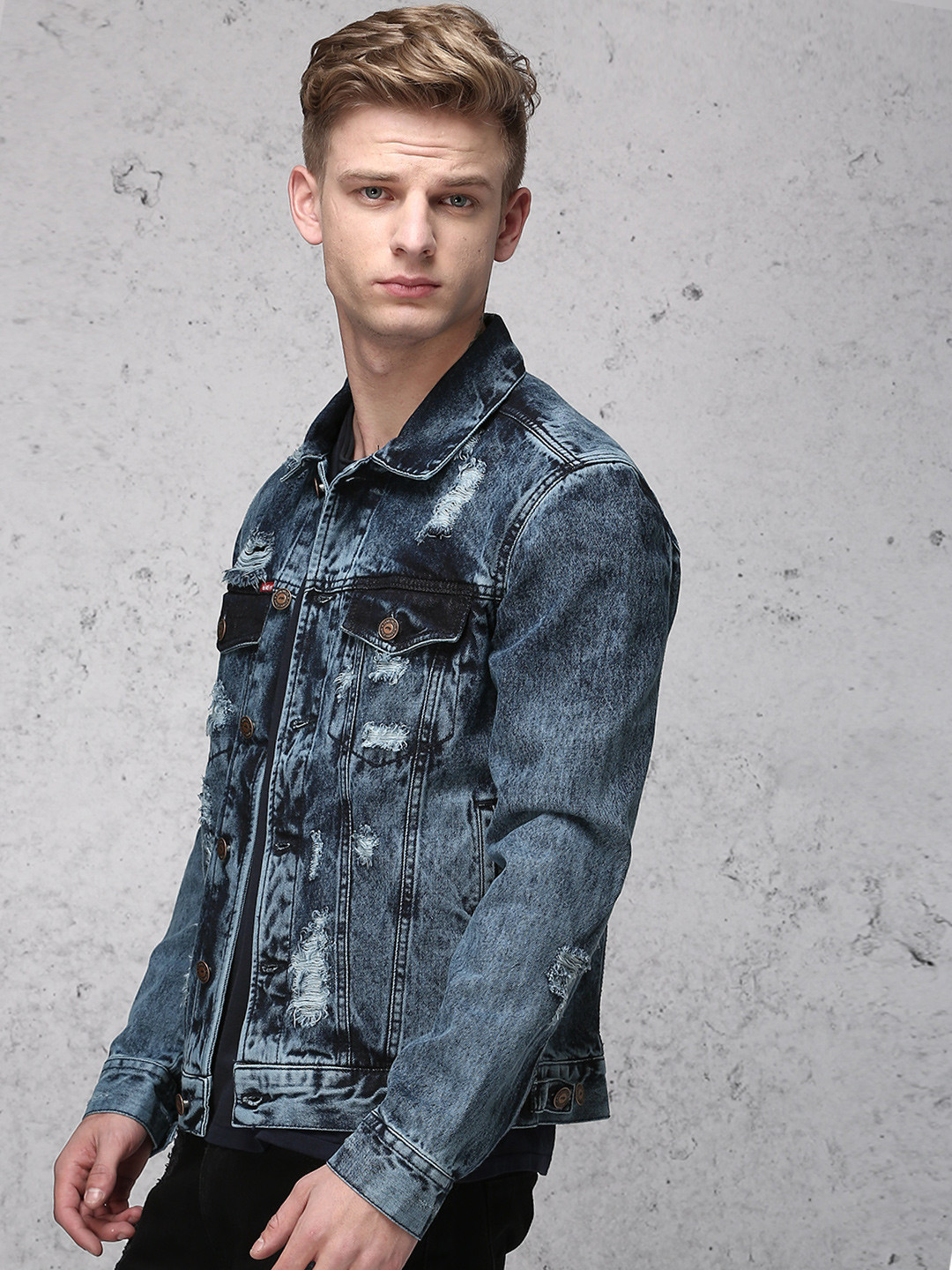 Buy Ecko Unltd Men Blue Solid Denim Jacket - Jackets for Men 2246675 ...