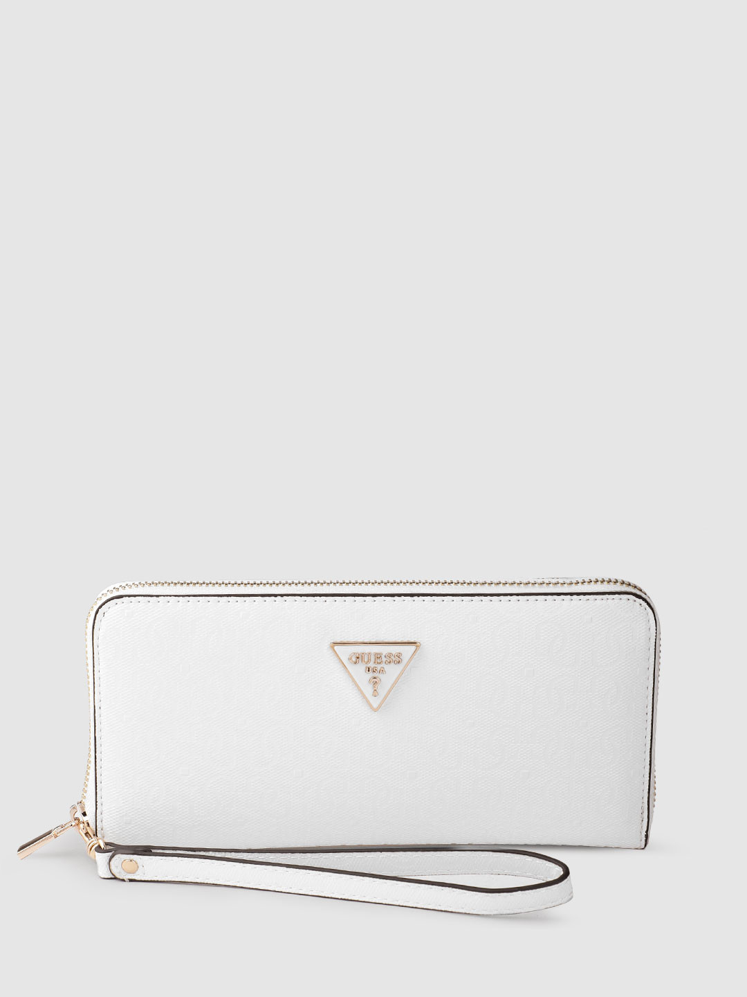 Buy GUESS Women Brand Logo Textured Zip Around Wallet With Detachable ...