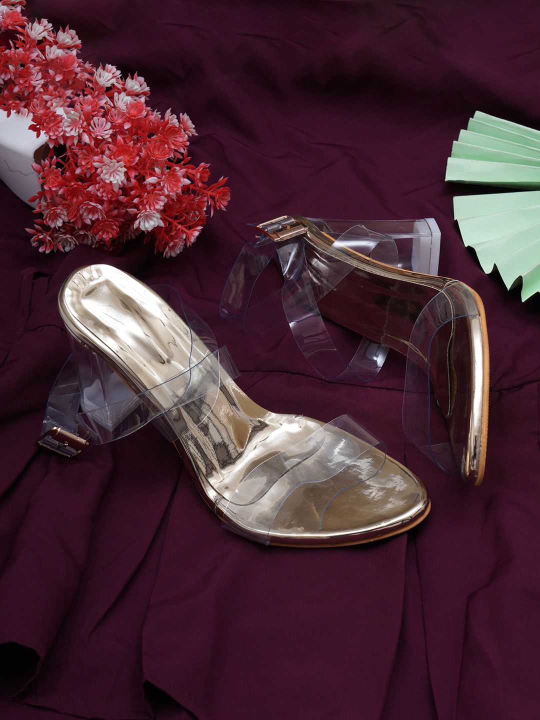 Buy Misto Comfortable Open Toe Block Heels With Ankle Loop Heels For Women 22470444 Myntra