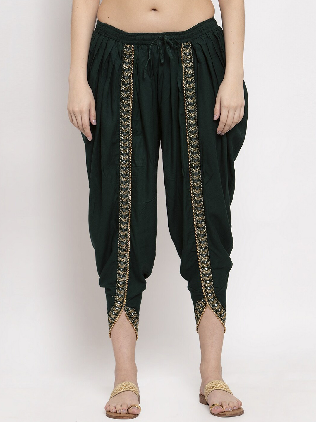 Buy Miaz Lifestyle Women Dhoti Pant With Embellished Border - Dhotis ...