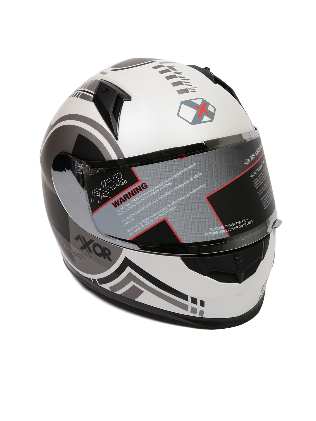 Buy AXOR Men White & Silver Matt Printed Full Face Helmet X301 A008 003 ...