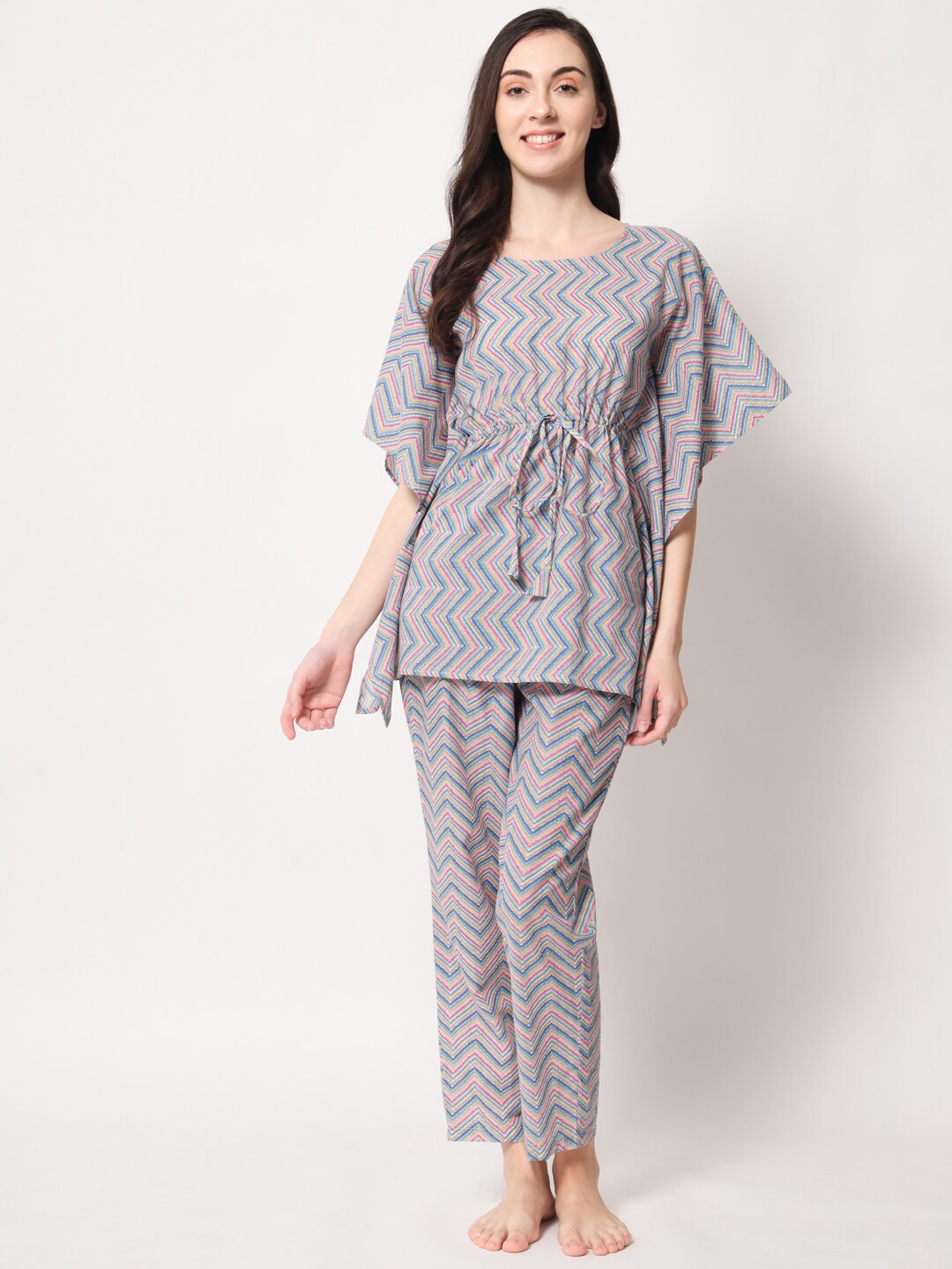 Buy Vastralay Striped Pure Cotton Night Suit - Night Suits for Women ...