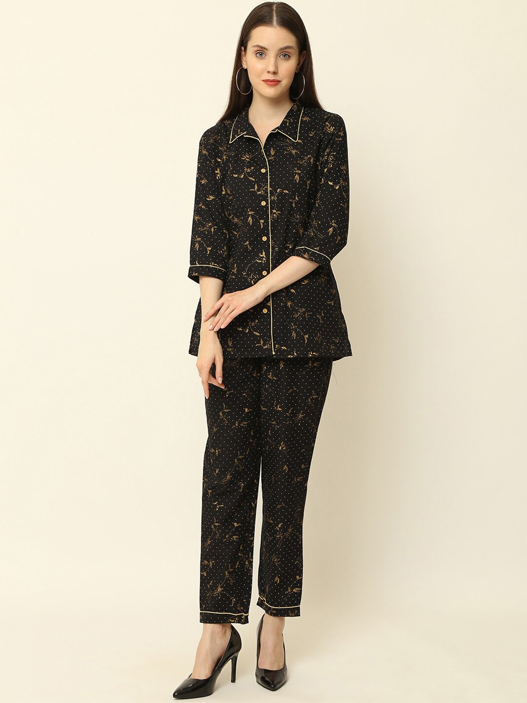 Buy Vastralay Floral Printed Pure Cotton Shirt With Pyjamas - Night ... Buy Vastralay Floral Printed Pure Cotton Shirt With Pyjamas - Night ...