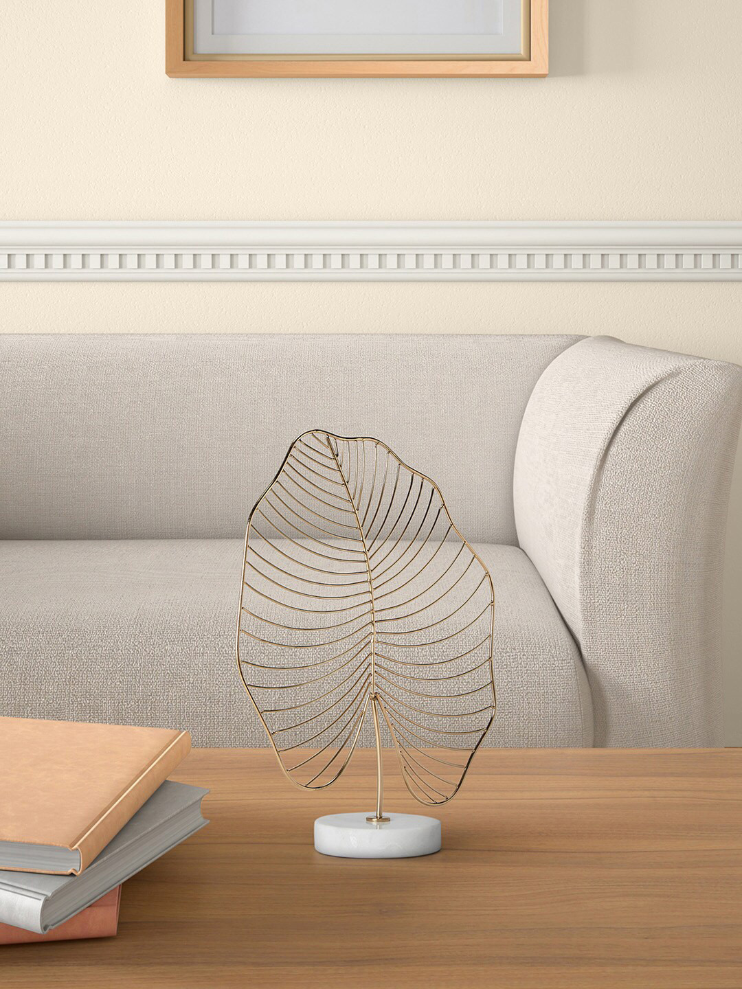Buy Living Scapes By Pantaloons Gold Toned Leaf Shape Showpiece ...