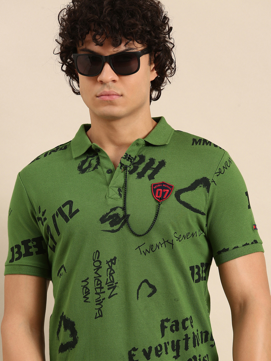 Buy Being Human Brand Logo Printed Polo Collar Pure Cotton T Shirt ...