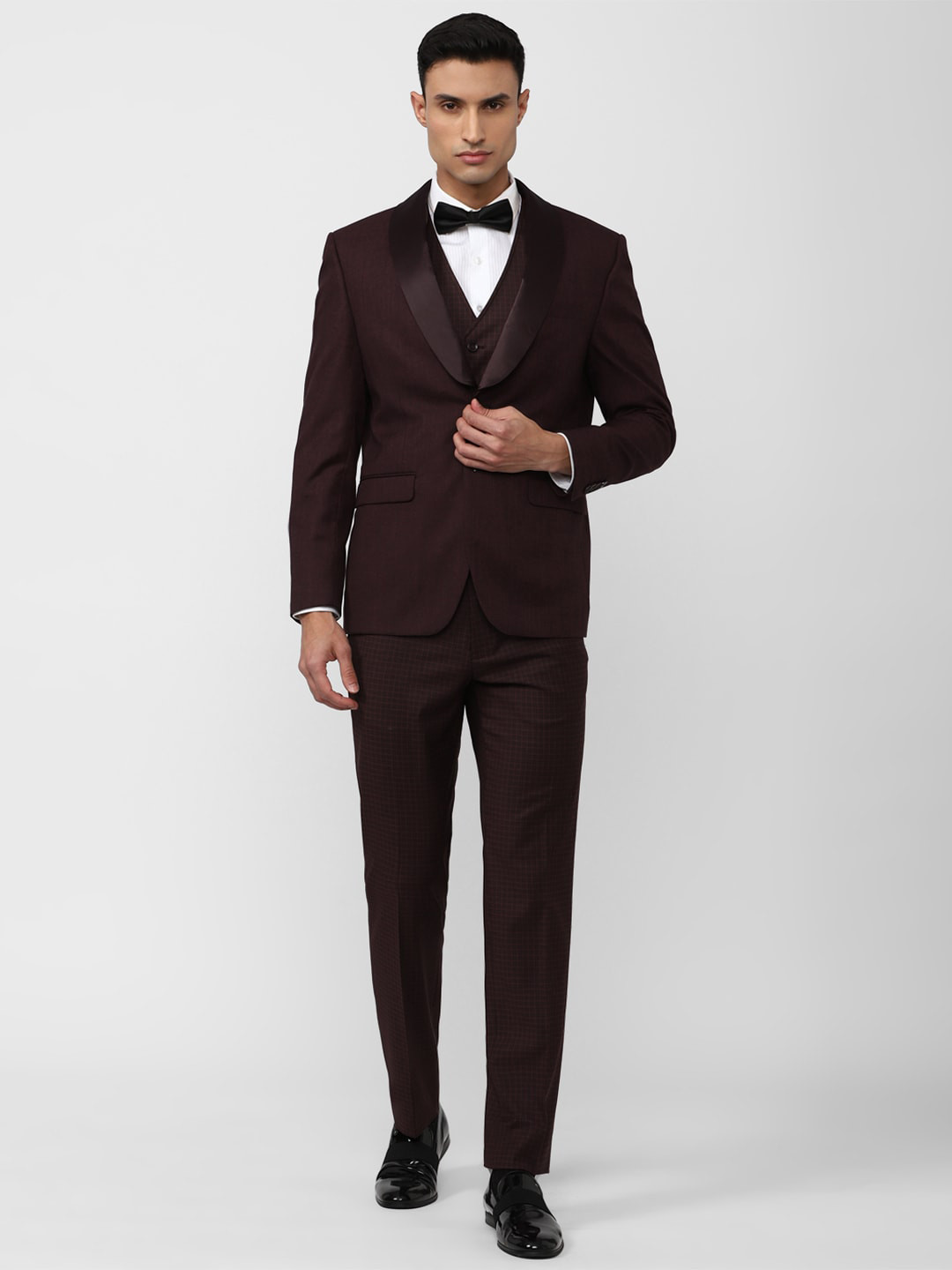 Buy Van Heusen Checked Tailored Fit Single Breasted 4 Piece Formal Suit ...