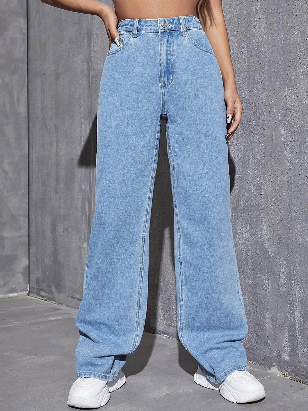 Buy Kotty Women Jean Straight Fit Leg High Rise Light Fade Stretchable ...