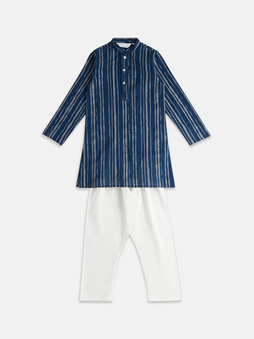 Buy Indus Route By Pantaloons Boys Striped Mandarin Collar Pure Cotton ...