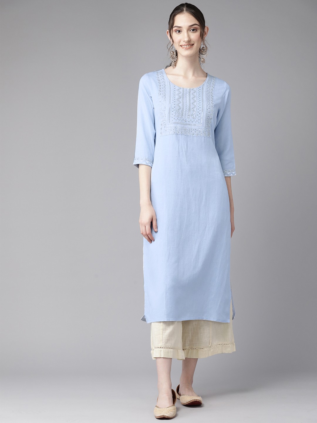 Buy Amirah S Women Ethnic Motifs Embroidered Sequinned Kurta Kurtas