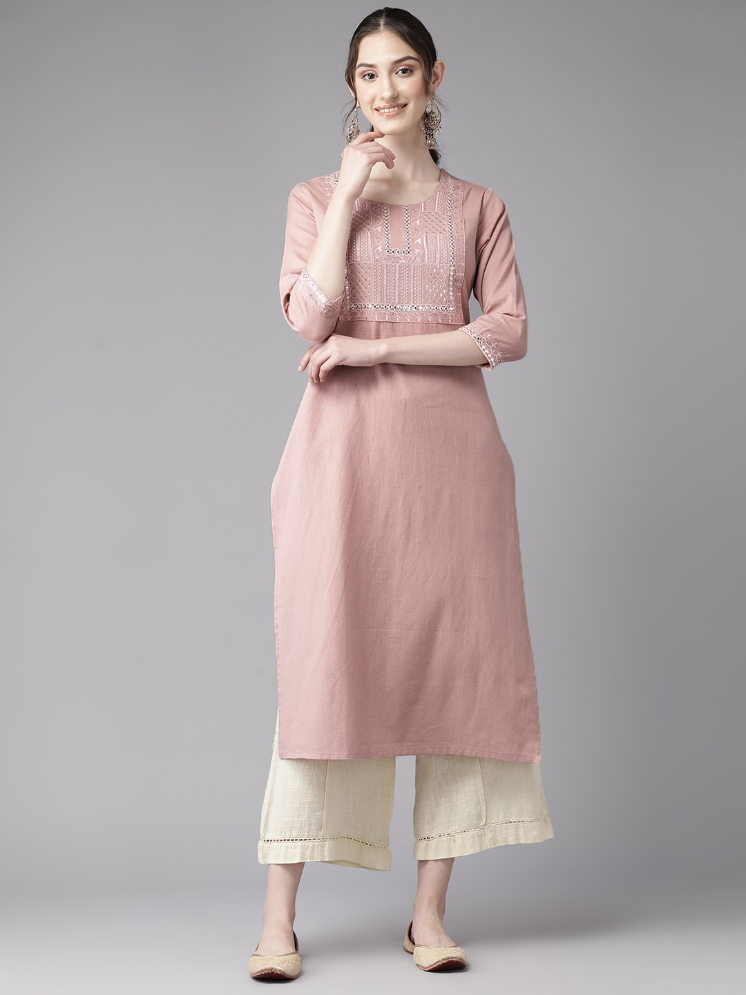 Buy Amirah S Women Ethnic Motifs Embroidered Sequinned Kurta Kurtas