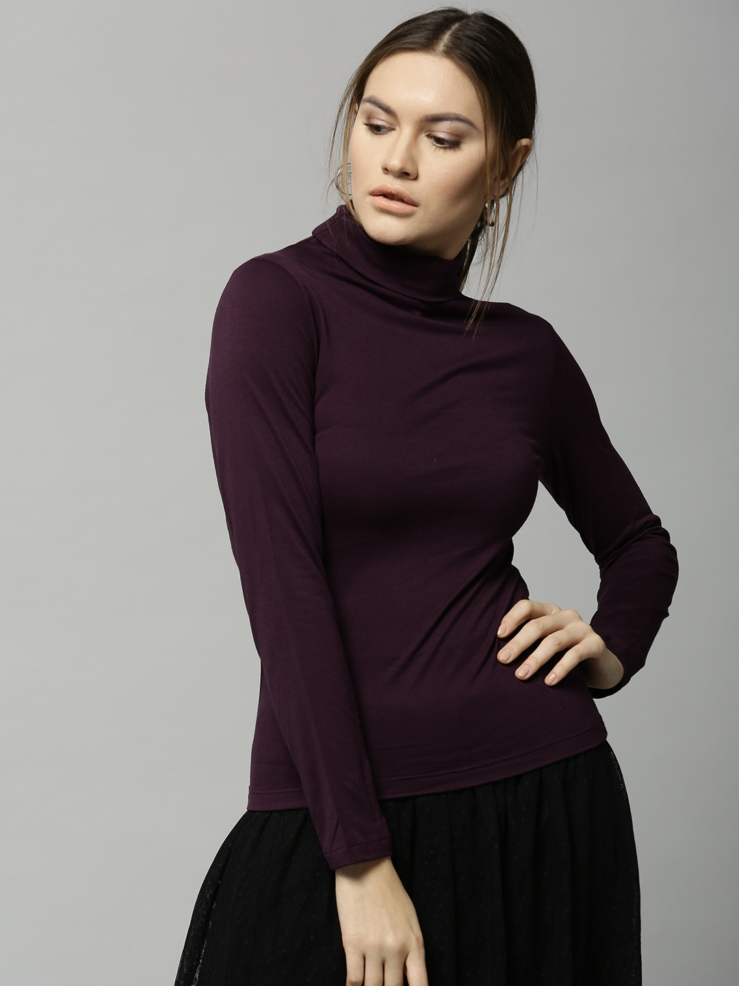 Buy Marks & Spencer Women Purple Solid Fitted Top - Tops for Women ...