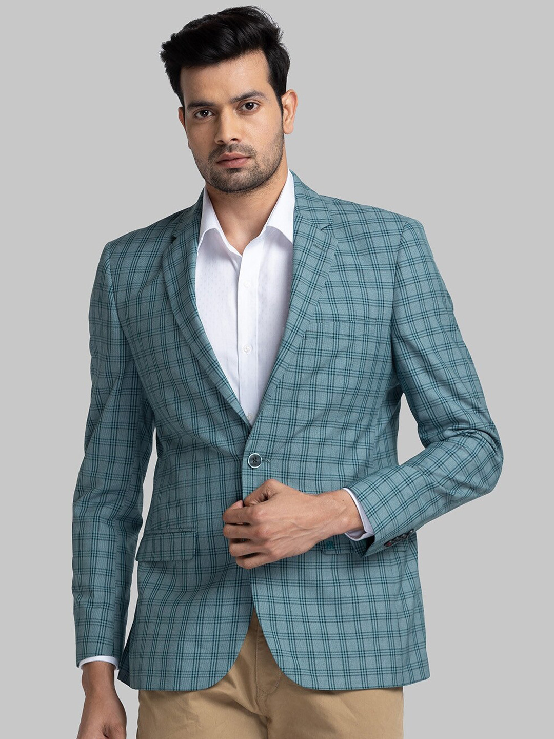 Buy Raymond Checked Contemporary Fit Single Breasted Blazer - Blazers ...