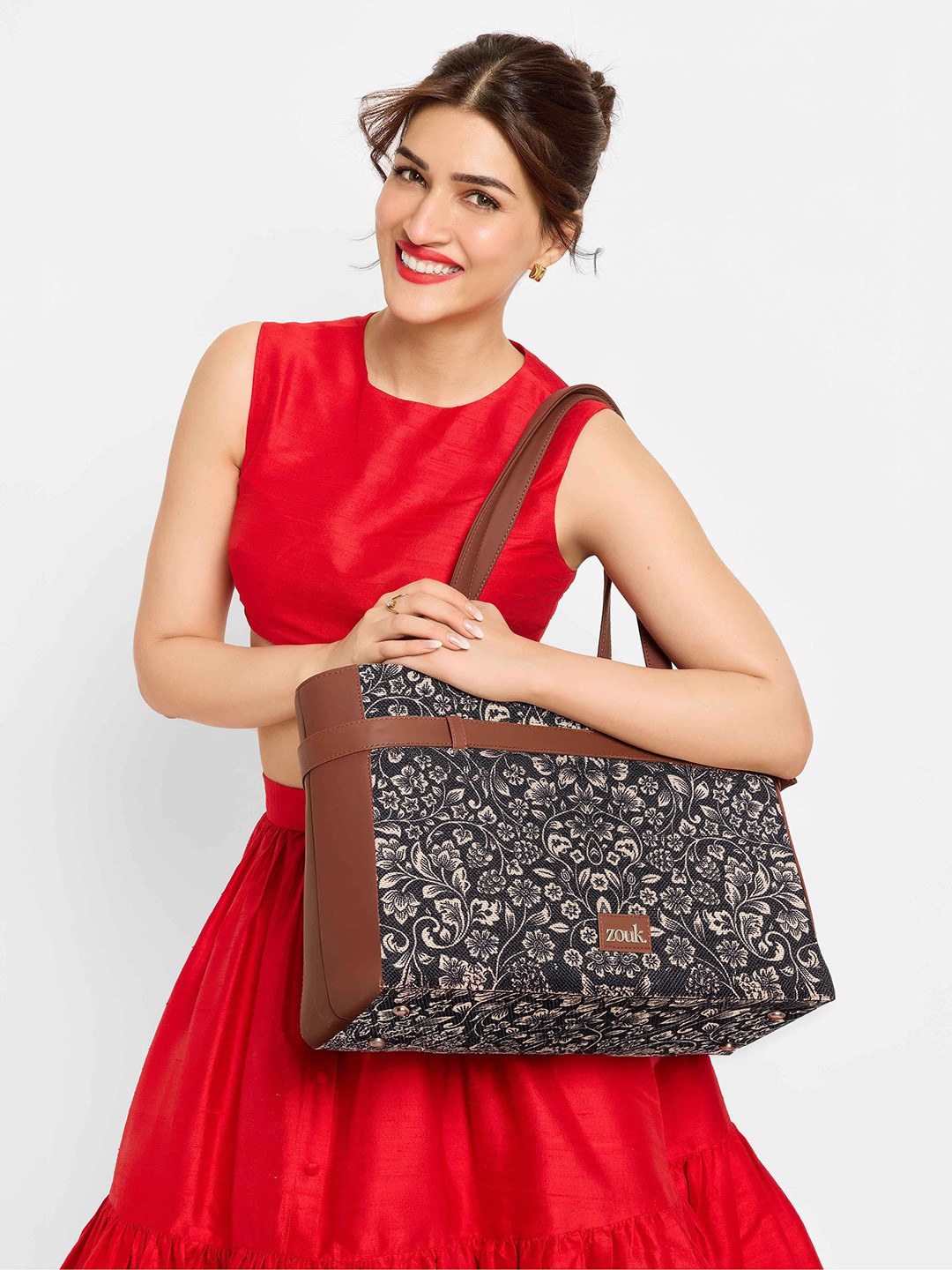 Buy ZOUK Floral Printed Structured Jute Shoulder Bag - Handbags for ...