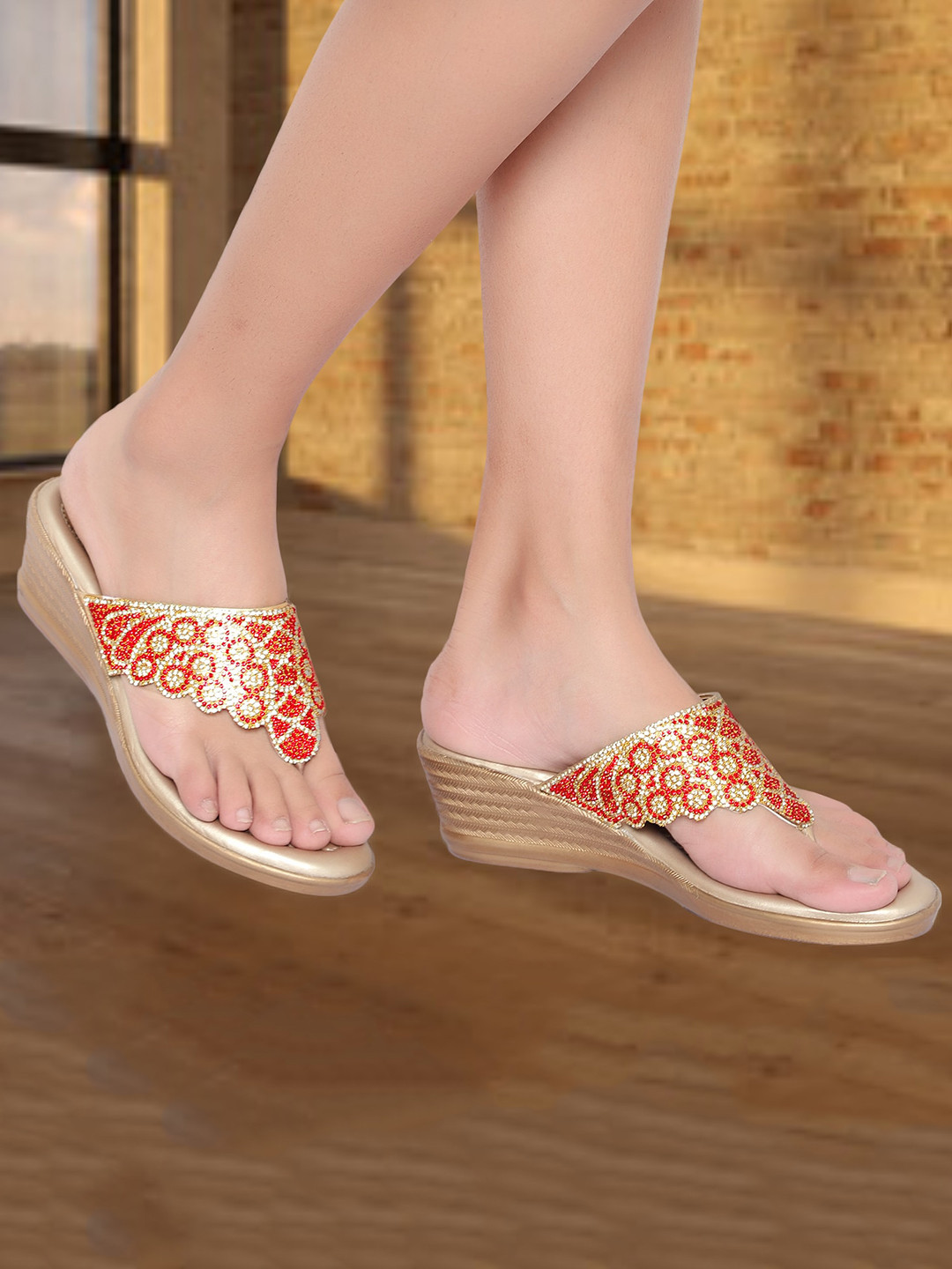 Buy Action Embellished Open Toe Wedges - Heels for Women 22525264 | Myntra