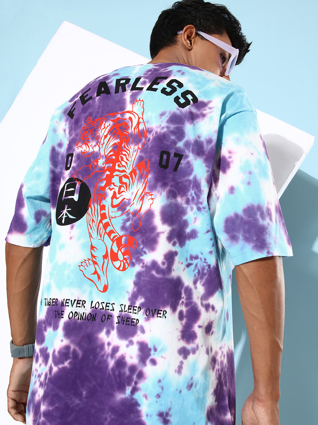 Buy Difference Of Opinion Men Multicoloured Tie & Dye Oversized Pure ...