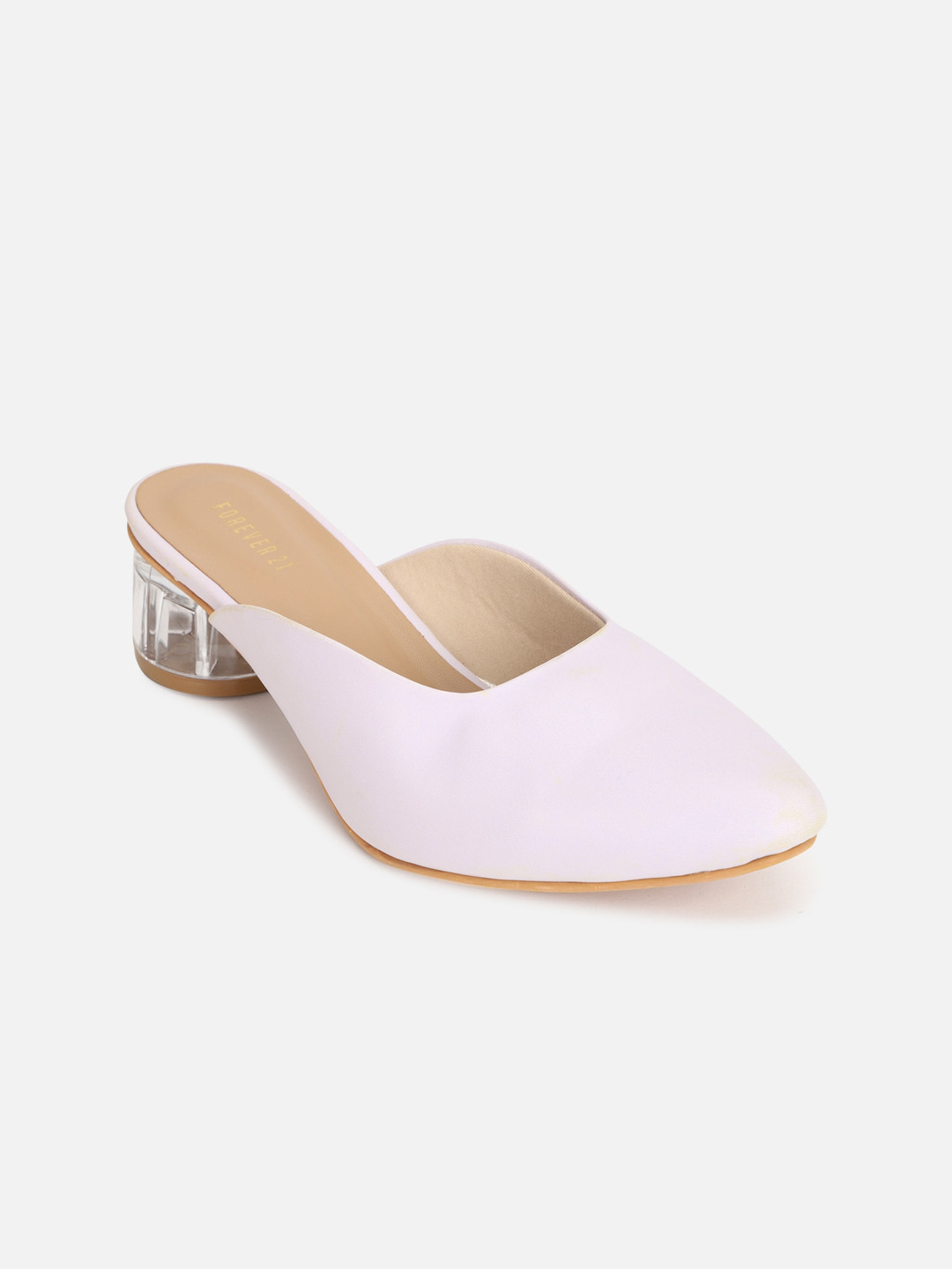 Buy FOREVER 21 Lavender Pointed Toe Block Heel Mules - Heels for Women ...