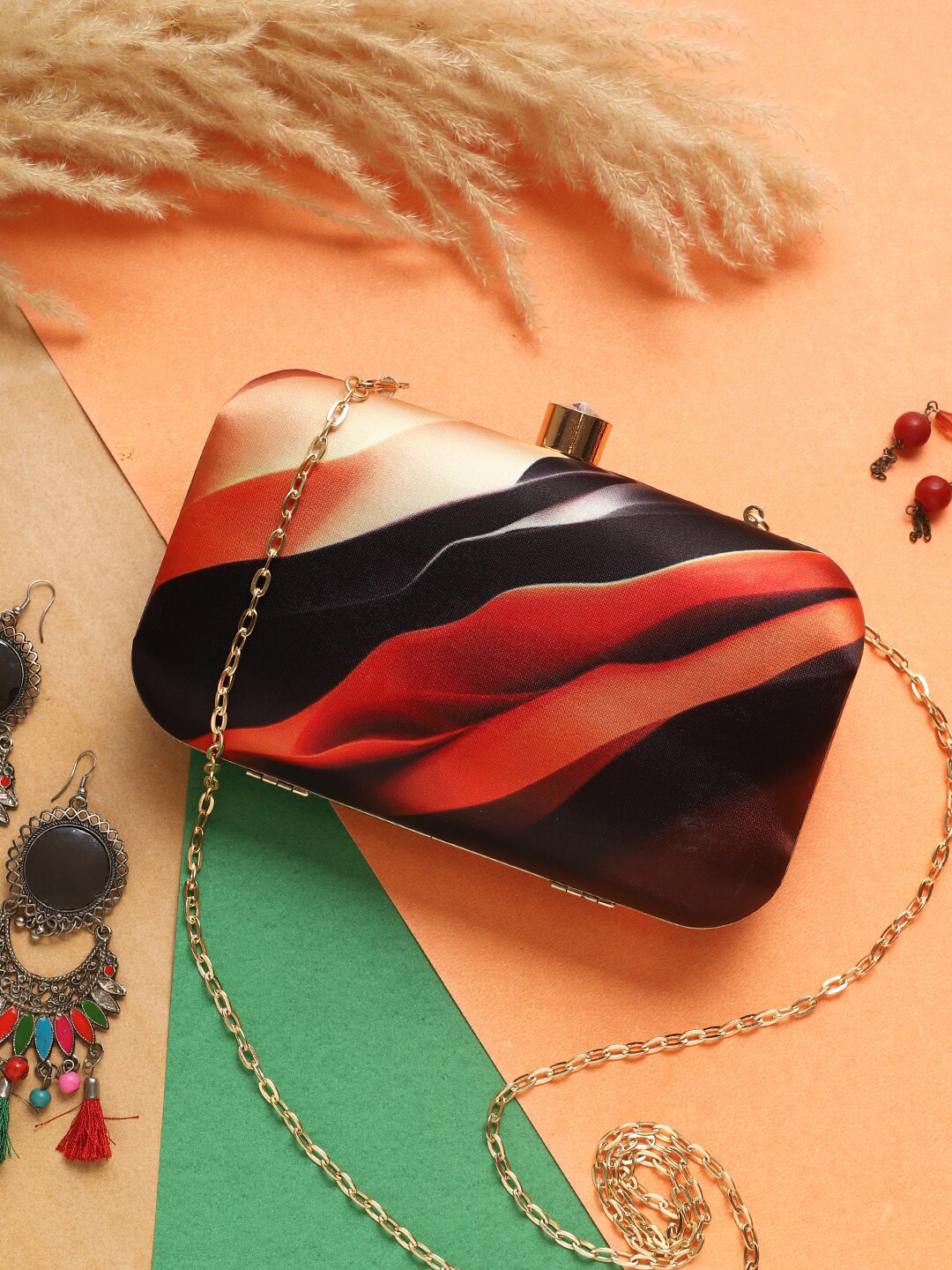 Buy Swisni Printed Box Clutch With Shoulder Strap - Clutches for Women ...