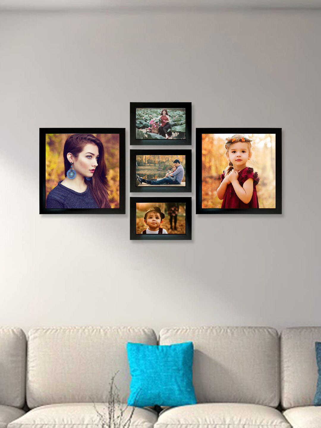 Buy Kuber Industries Black 5 Pieces MDF Wood Collage Photo Frame ...