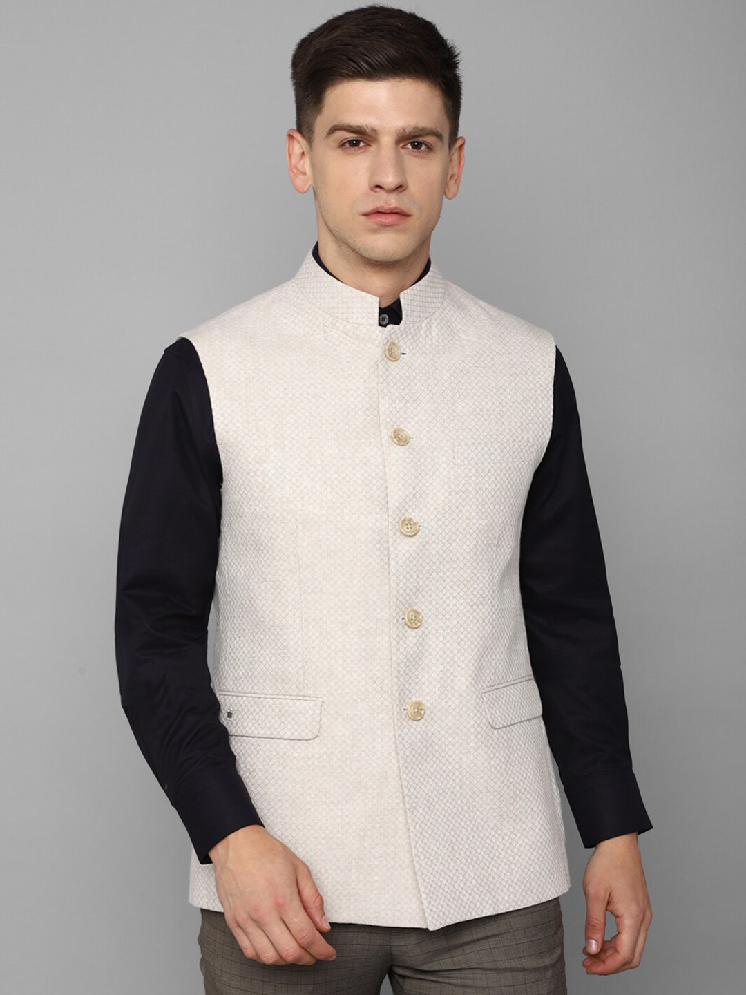 Buy Louis Philippe Men Woven Design Linen Nehru Jacket - Nehru Jackets ...