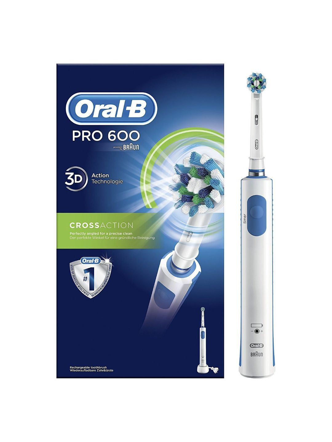 Buy Oral B Pro 600 Cross Action Electric Rechargeable Toothbrush White ...