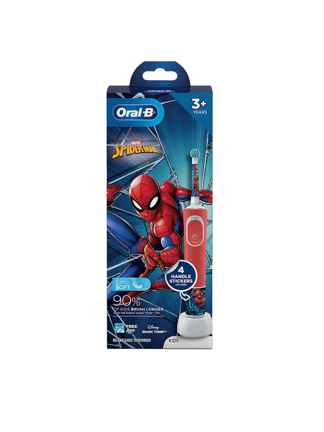 Buy Oral B Kids Spiderman Electric Rechargeable Toothbrush Red ...