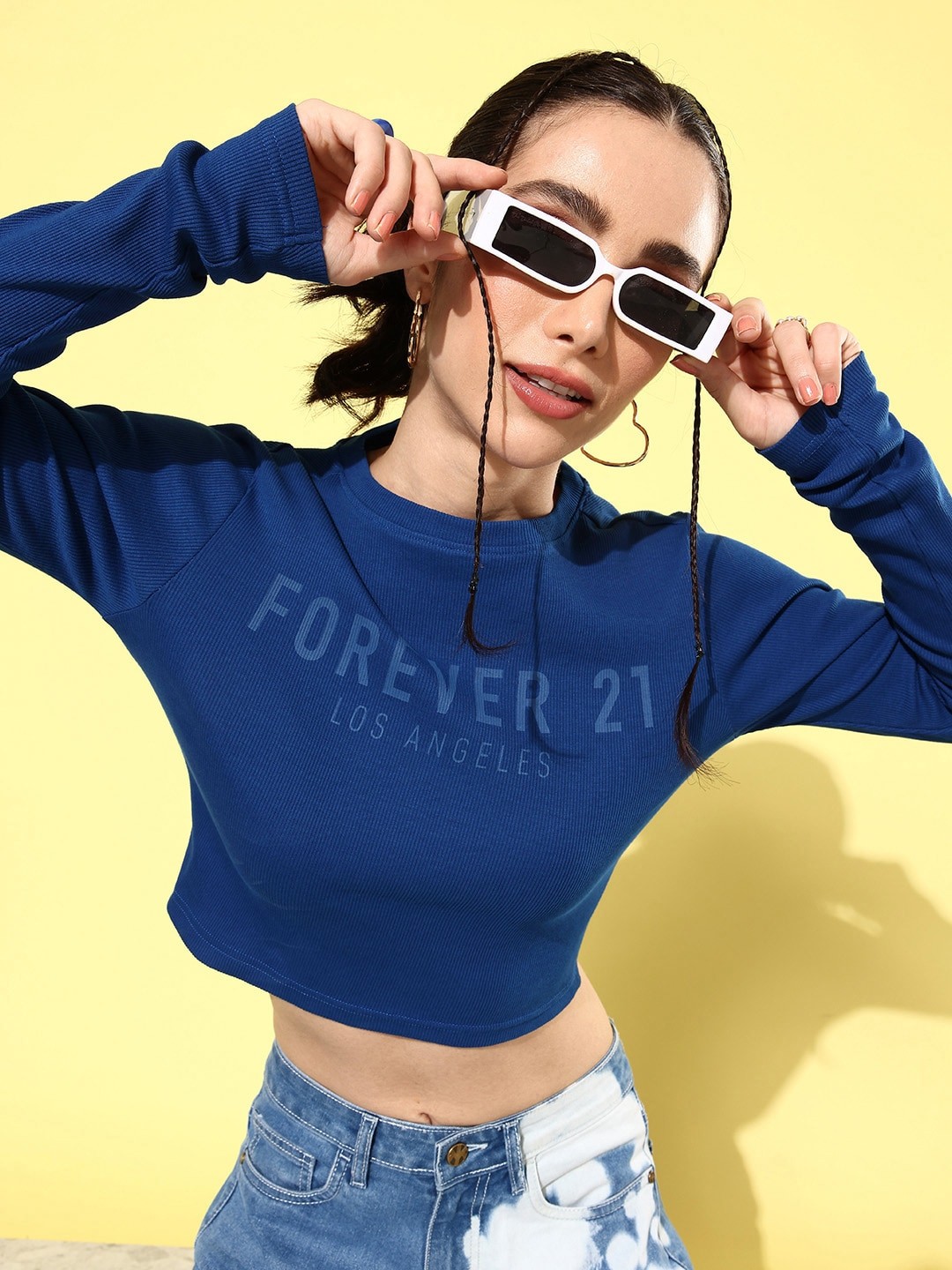 Buy Forever 21 Ribbed Brand Logo Print Crop Top Tops For Women
