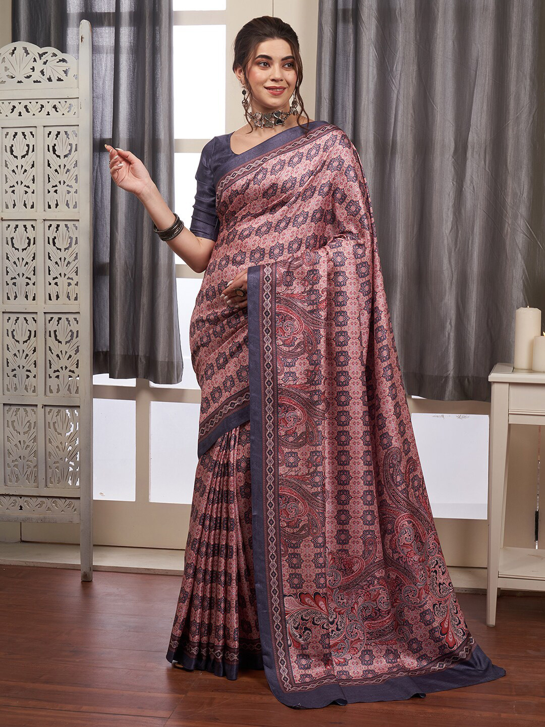 Buy Saree Mall Paisley Printed Pashmina Bagh Sarees - Sarees for Women ...