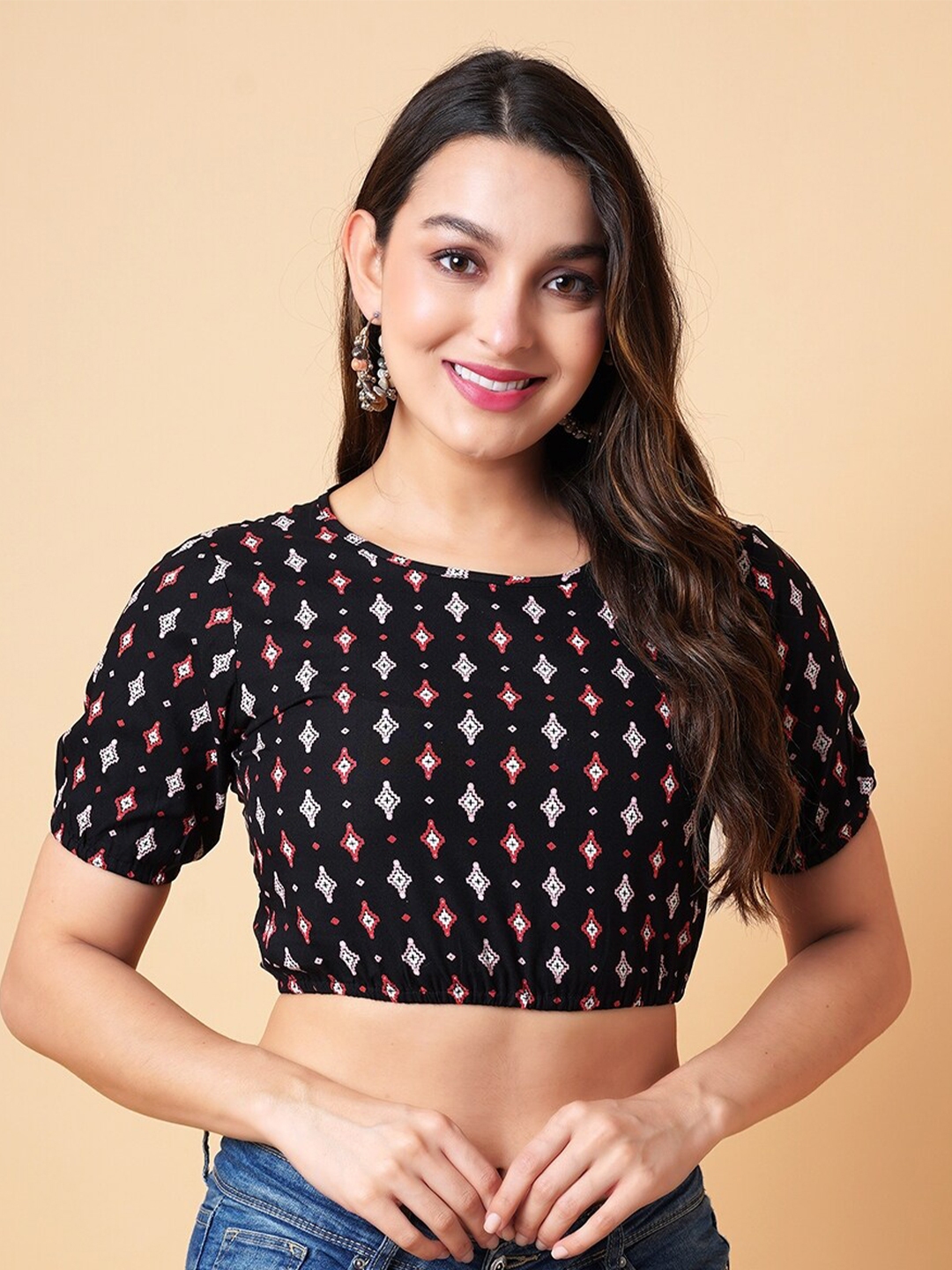 Buy Daevish Ethnic Motifs Printed Fitted Crop Top Tops For Women