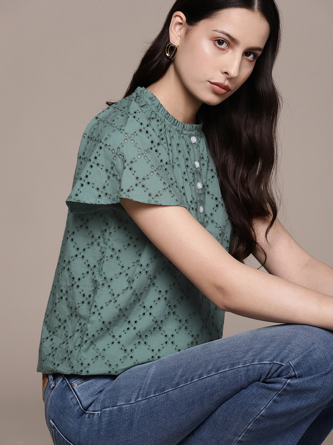 Buy Macy's Style & Co Women Mandarin Collar Cotton Top - Tops for Women ...