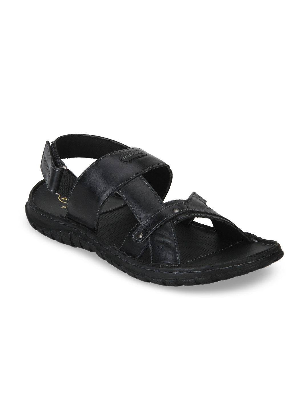 Buy Red Tape Men Black Leather Sandals - Sandals for Men 2257202 | Myntra