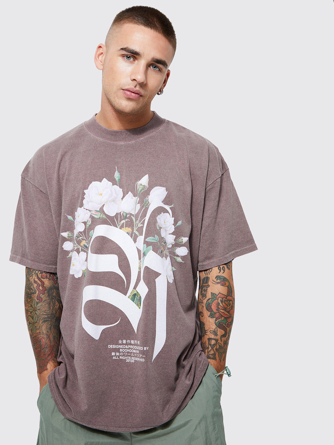 Buy BoohooMAN Graphic Printed Drop Shoulder Sleeves Oversized T Shirt ...