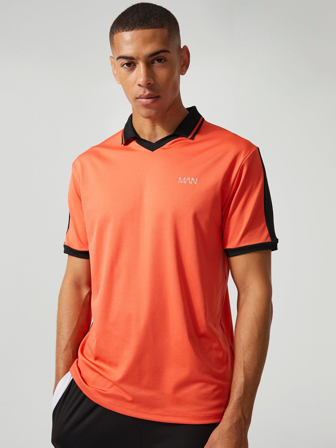 Buy BoohooMAN Men Orange & Black Polo Collar T Shirt - Tshirts for Men ...