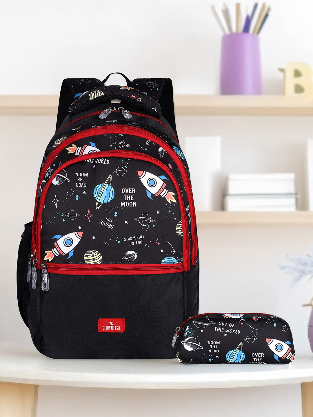 Buy THE CLOWNFISH Edutrek Kids Printed Medium Backpack With Zip Pouch ...