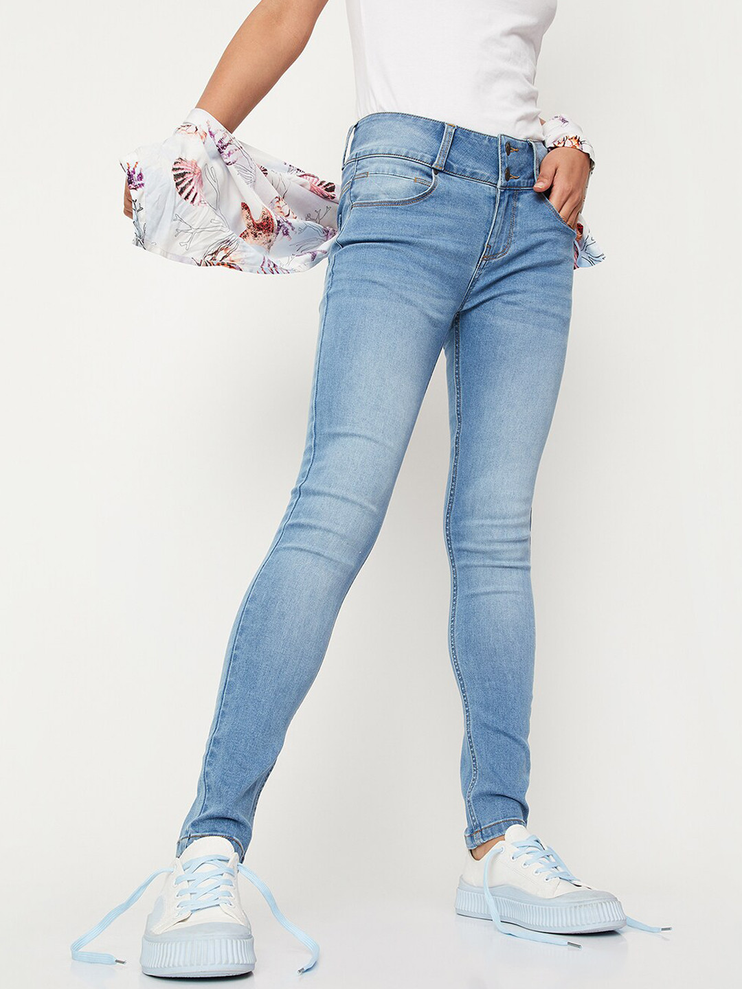 Buy Max Women Mid Rise Light Shade Light Fade Stretchable Jeans - Jeans ...