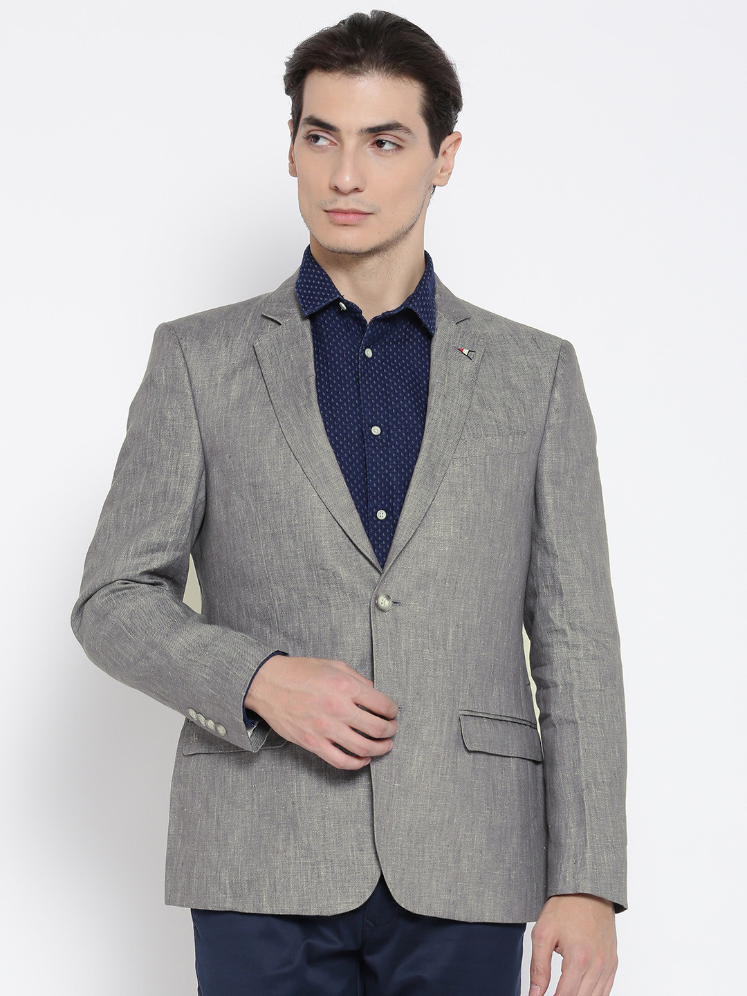 Buy Arrow Grey Single Breasted Tailored Fit Formal Blazer - Blazers for ...