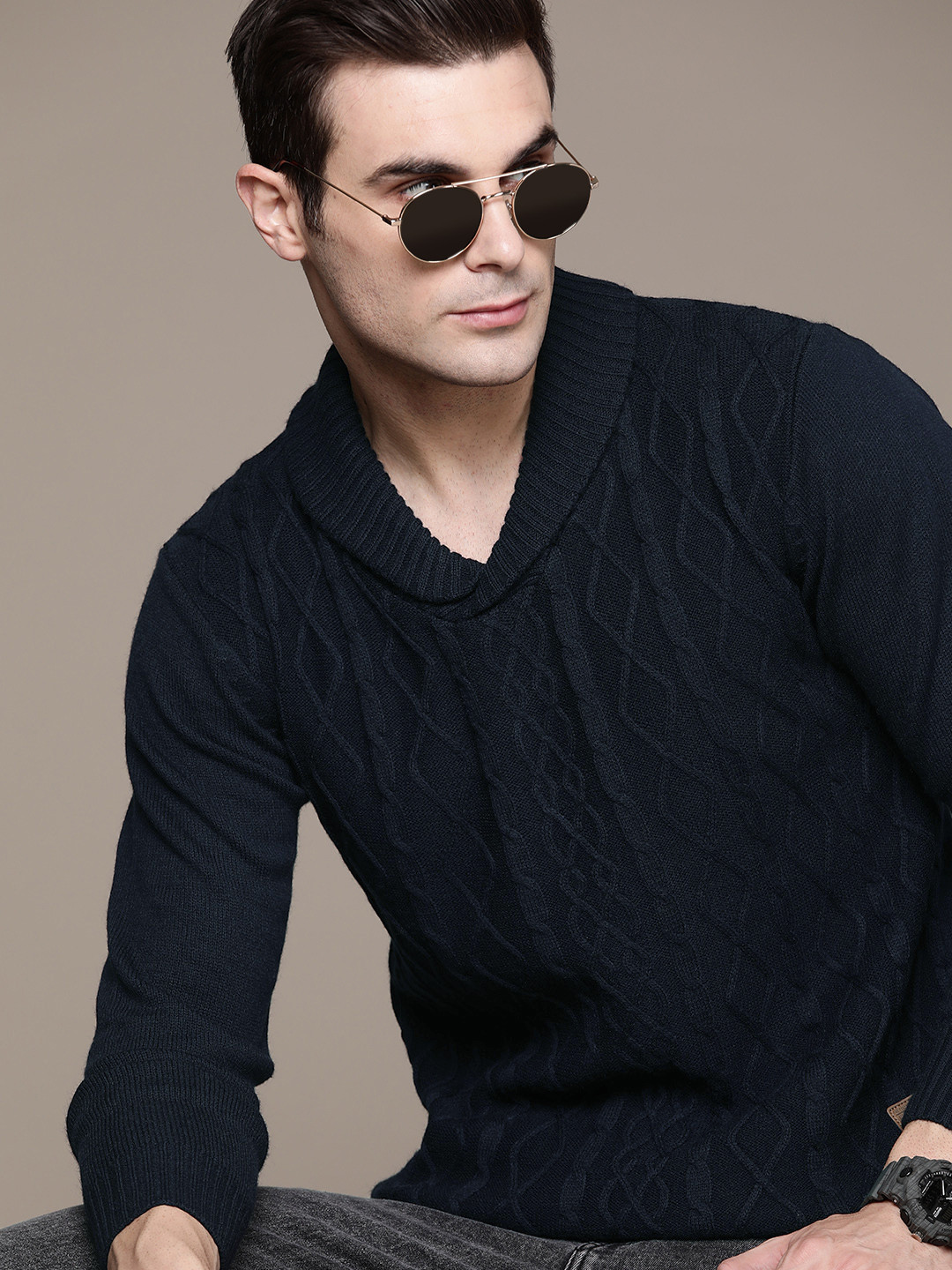 Buy The Roadster Lifestyle Co. Cable Knit Acrylic Pullover - Sweaters ...