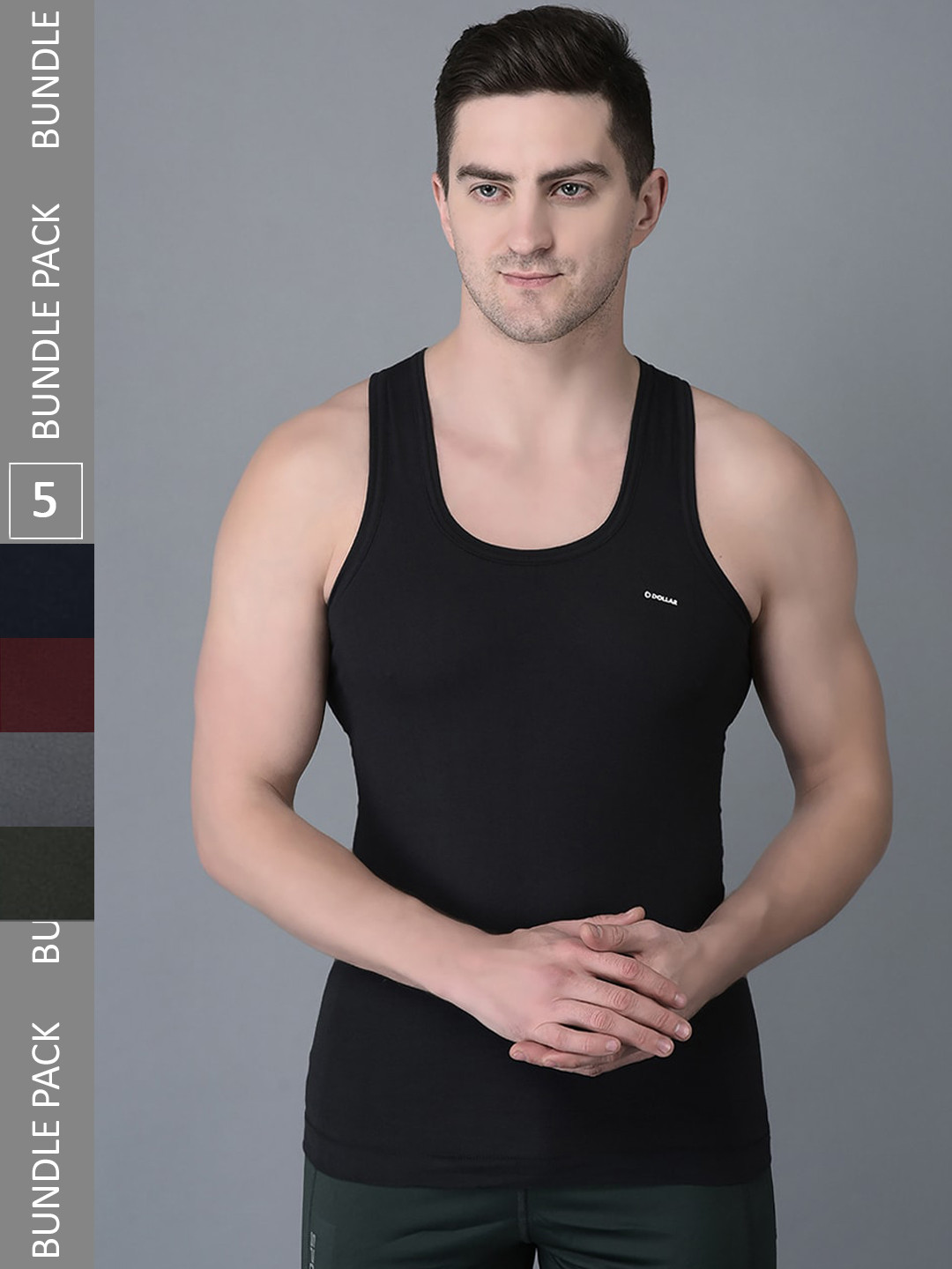 Buy Dollar Bigboss Men Pack Of 5 Combed Cotton Shrinkless Vest ...