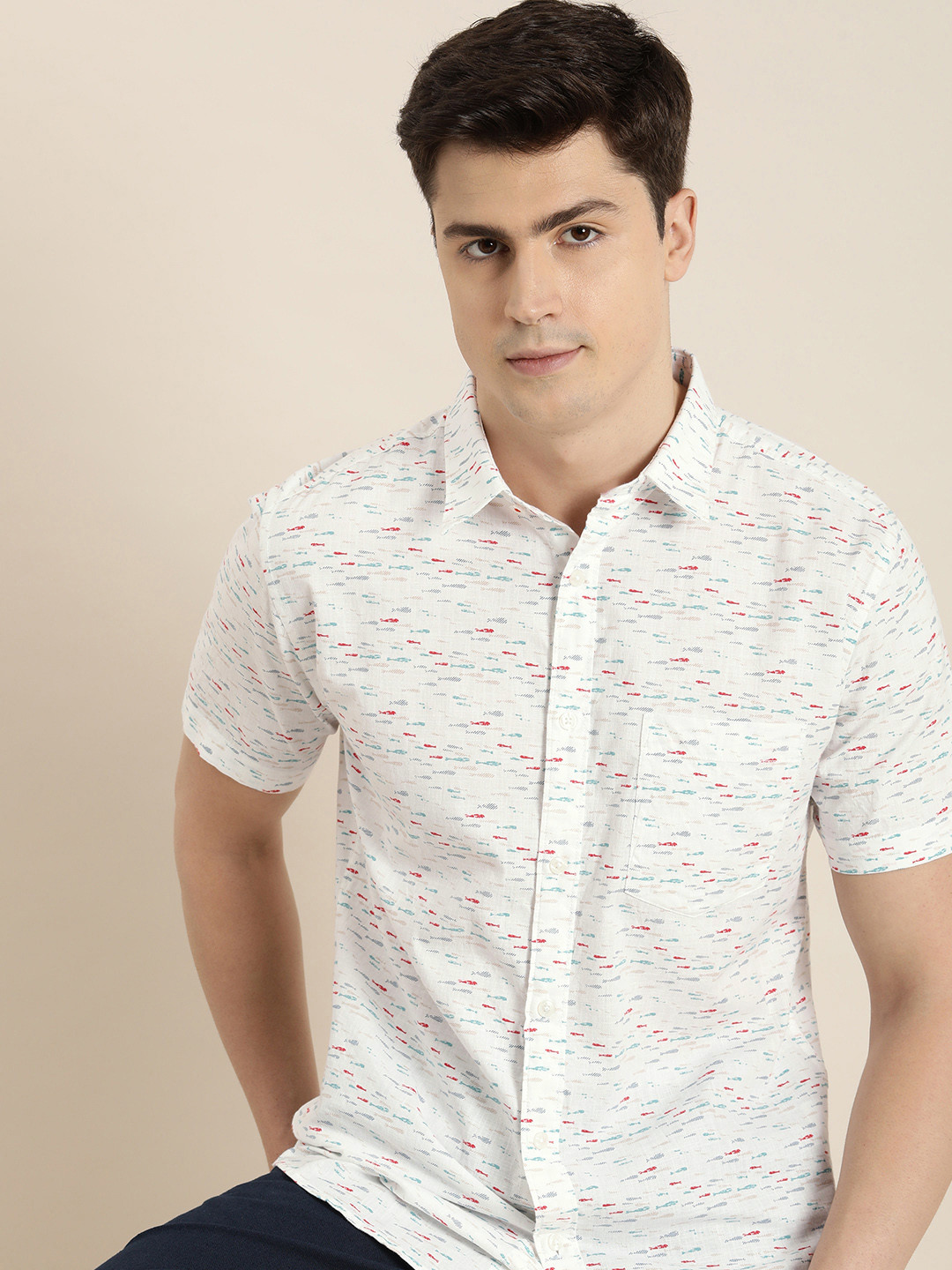 Buy INVICTUS Pure Cotton Slim Fit Nautical Printed Casual Shirt ...