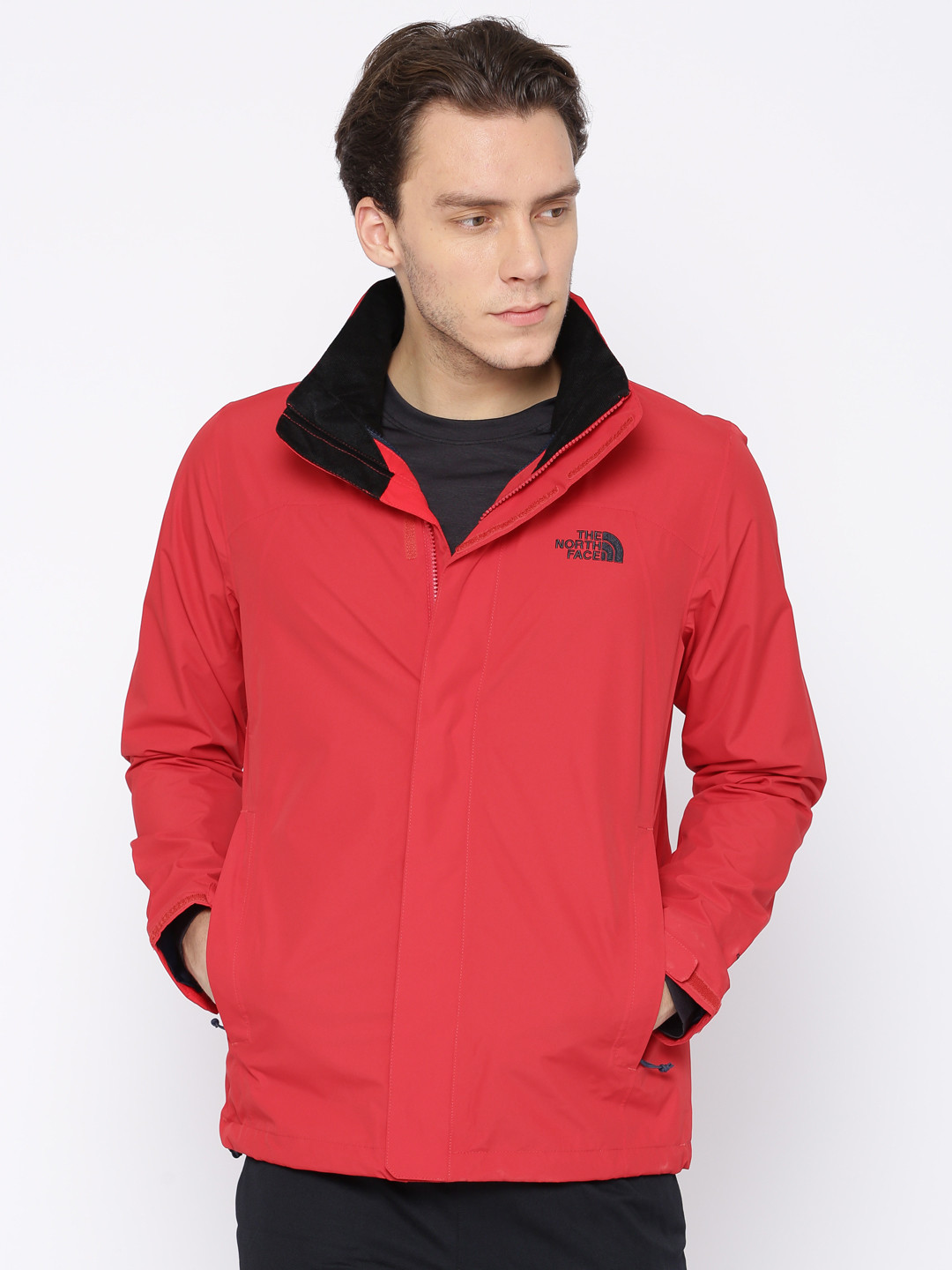 Buy The North Face Men Red Solid Waterproof Sporty Jacket - Jackets for ...