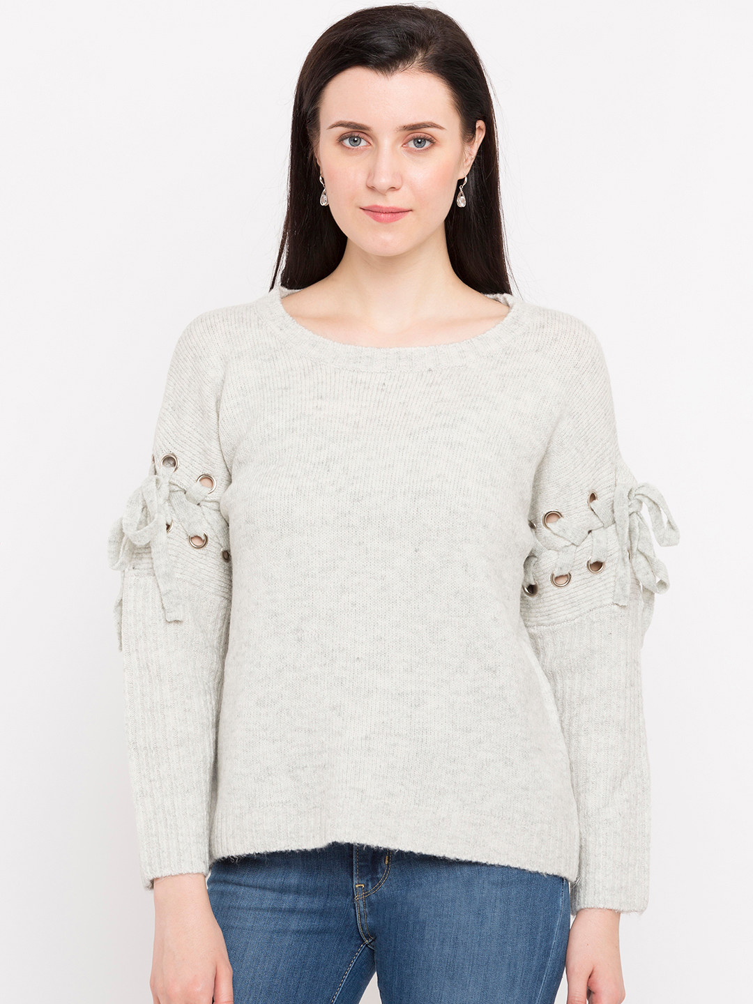 Buy FOREVER 21 Women Grey Solid Sweater - Sweaters for Women 2261093 ...