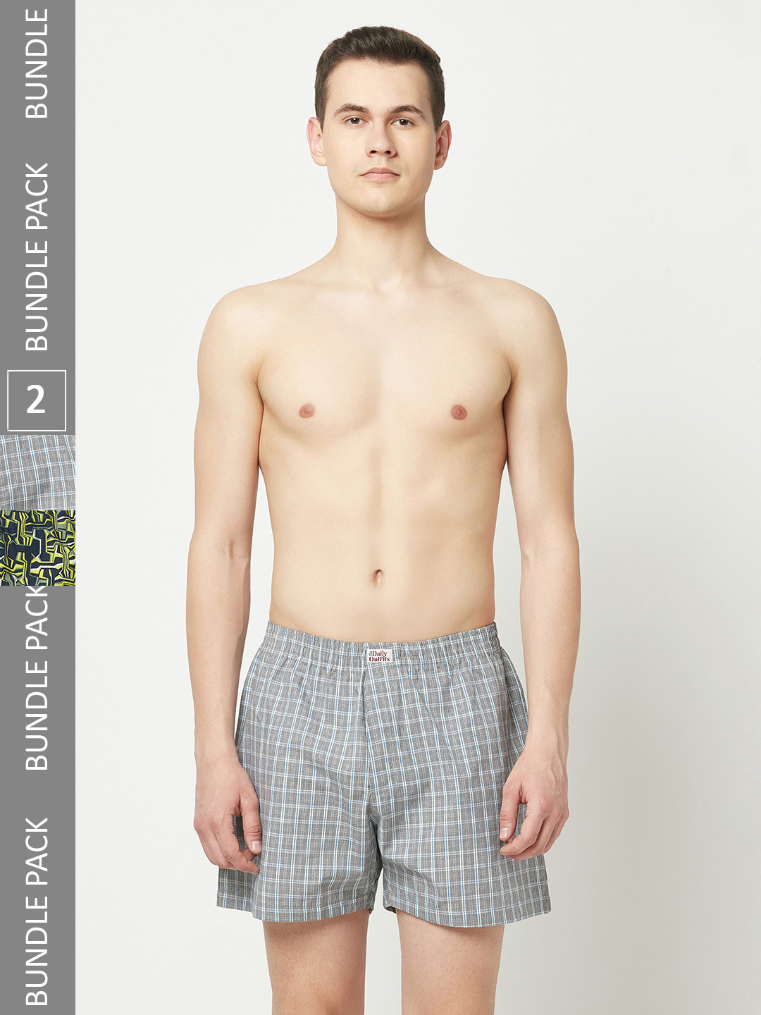 Buy THE DAILY OUTFITS Pack Of 2 Dreamy Checked Pure Cotton Boxers ...