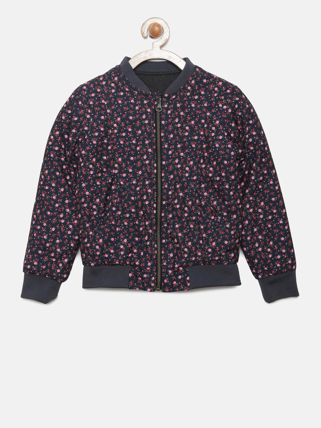 Buy Bossini Girls Black Printed Open Front Jacket - Jackets for Girls ...