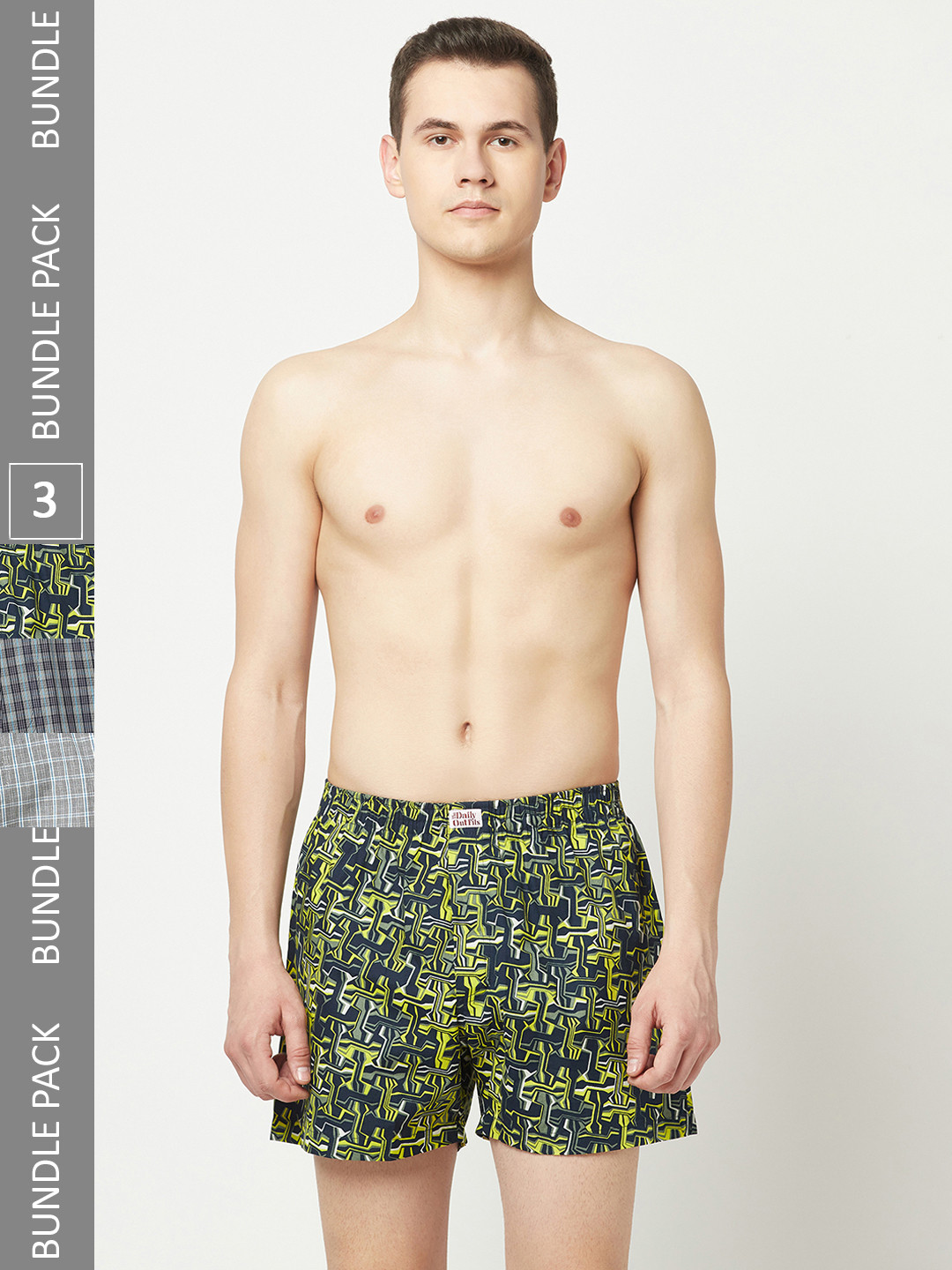 Buy THE DAILY OUTFITS Men Pack Of 3 Printed Pure Cotton Boxers - Boxers ...