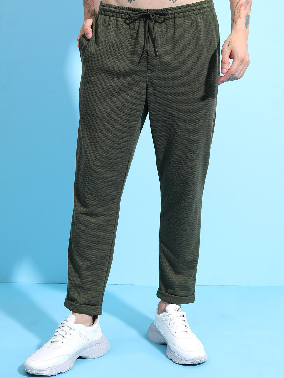 Buy HIGHLANDER Men Popcorn Structured Slim Fit Track Pant - Trousers ...