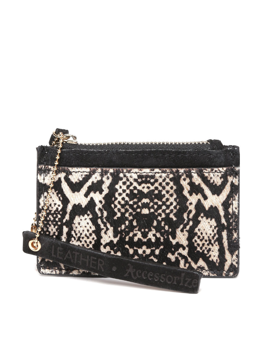 Buy Accessorize Women Black & Beige Printed Leather Card Holder ...