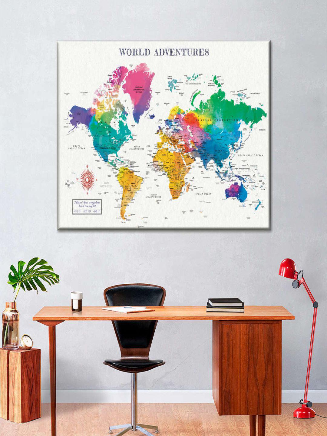 Buy POSTERS AND TRUSS White & Green World Map Painting Wall Art - Wall ...