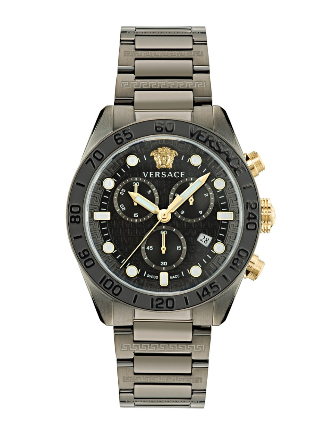Buy Versace Men Textured Dial & Stainless Steel Bracelet Style Straps ...